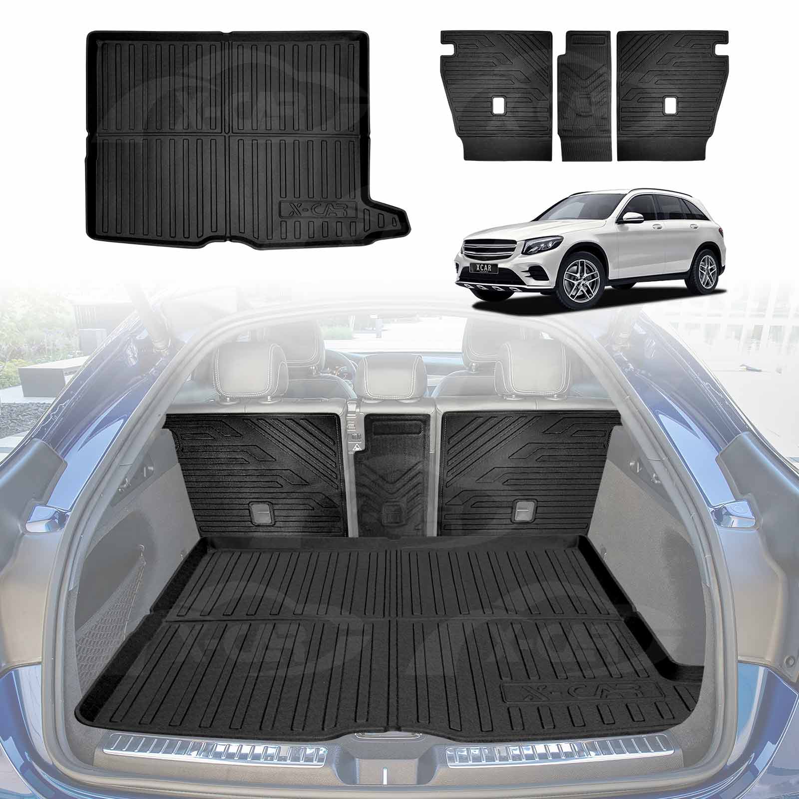 Boot Liner Back Seat Protector Combo for Mercedes-Benz GLC Class 2015 ...