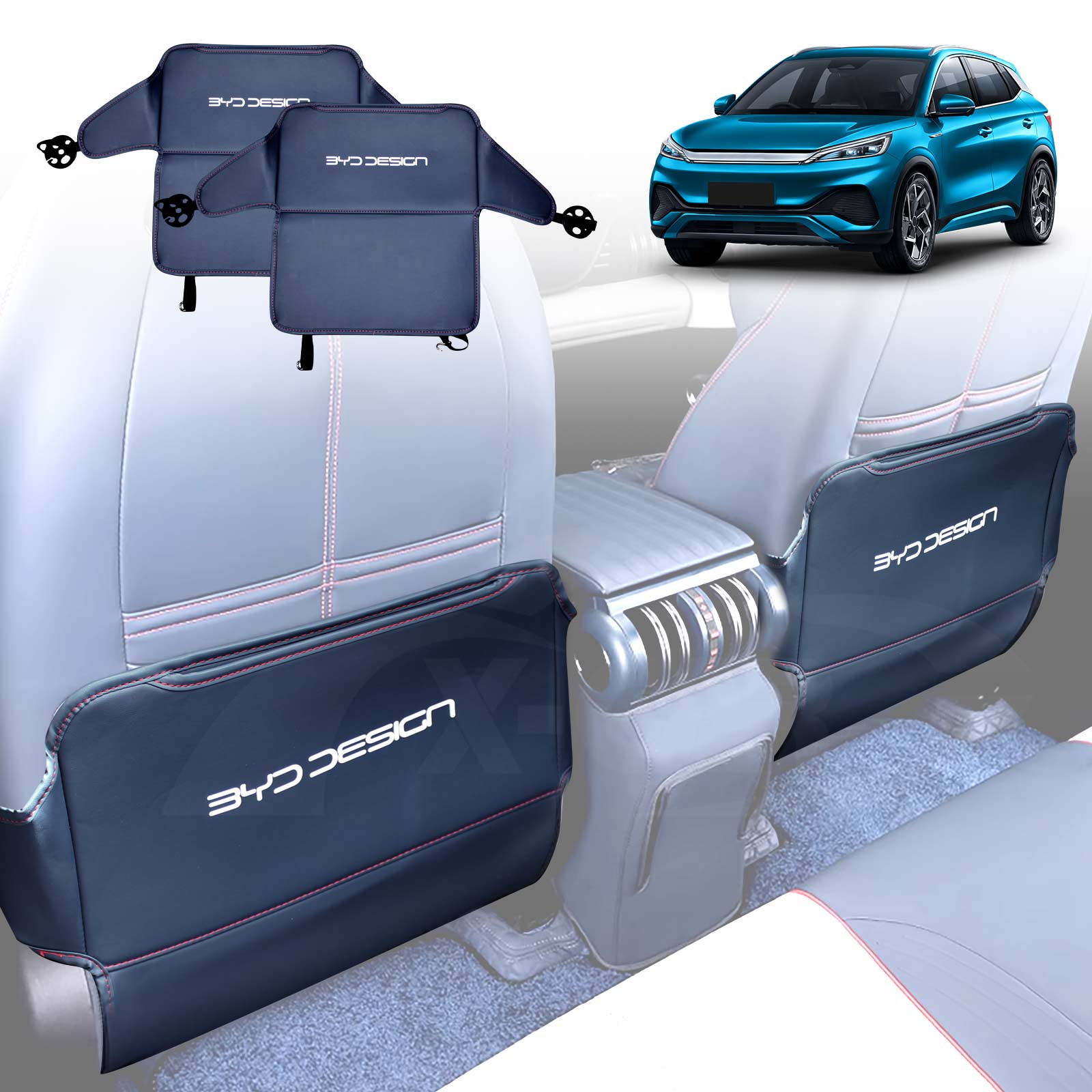 BYD Atto 3 2022-2025 Car Seat Back Protectors Anti-Kick Mats PU Leather ...