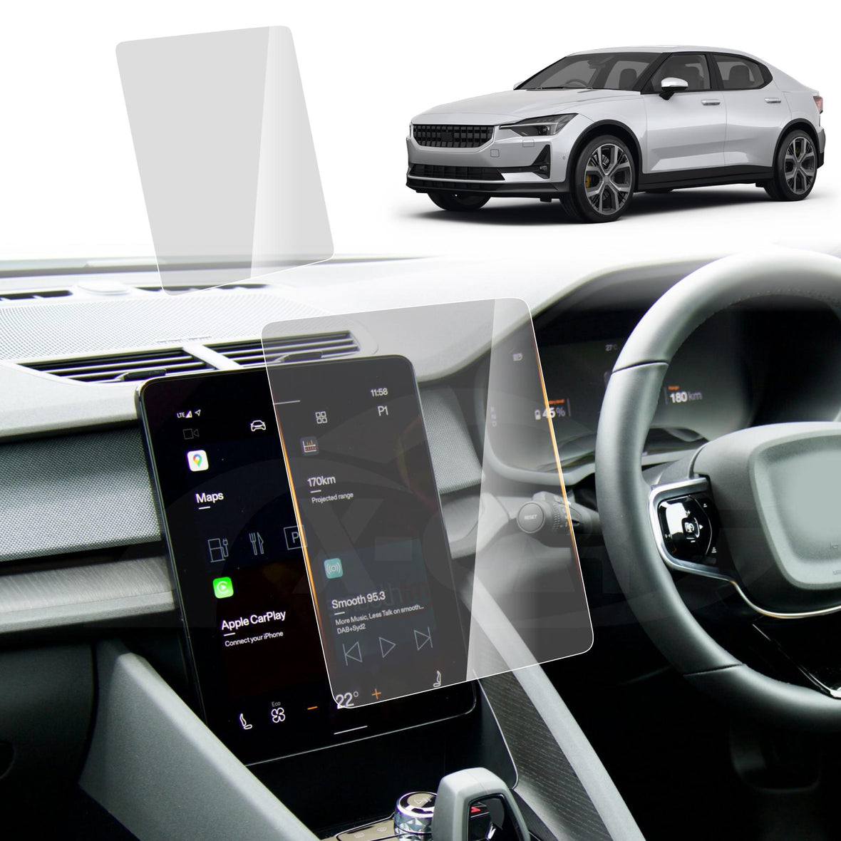 Tempered Glass Screen Protector for Polestar 2 2021-Onwards Touchscreen ...