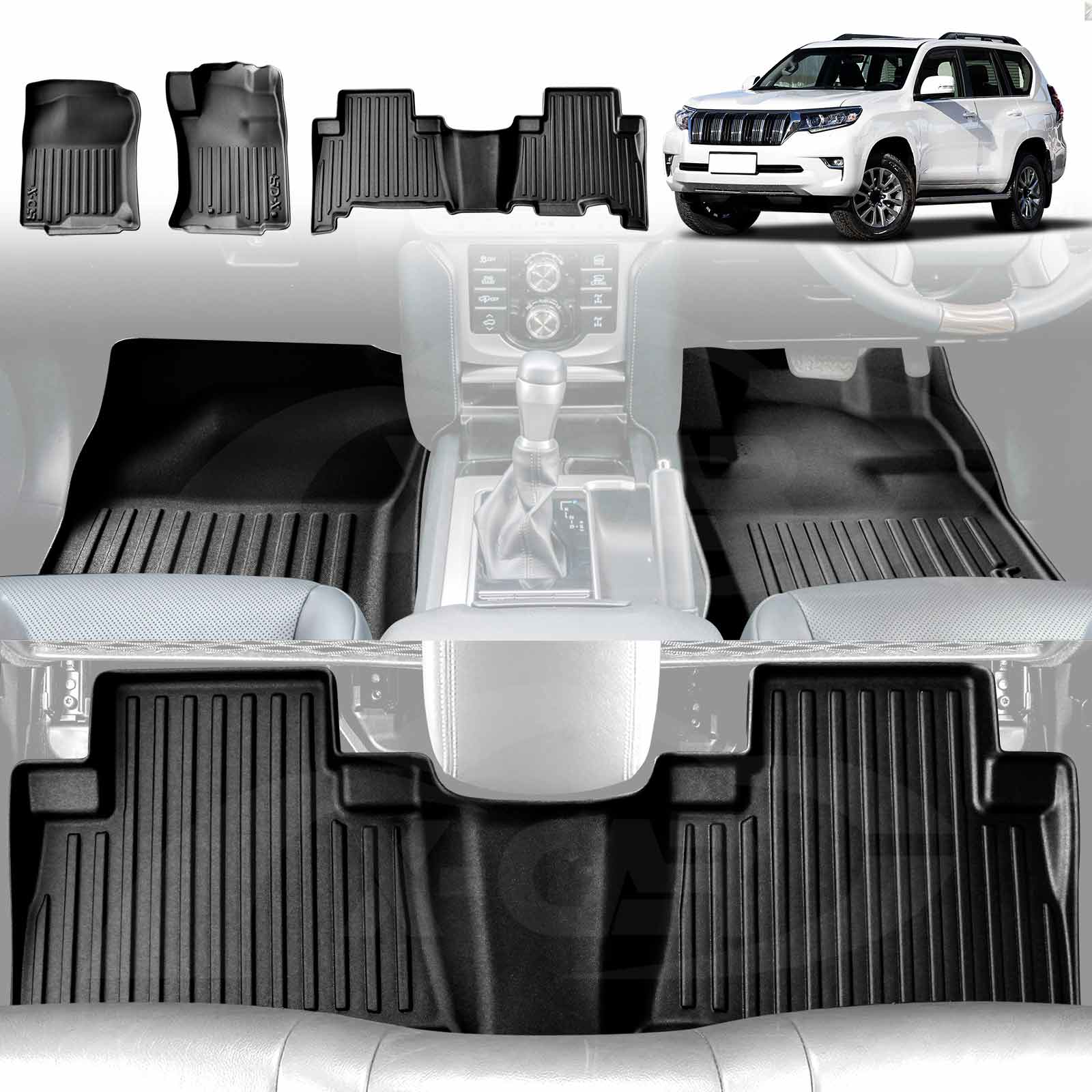 Floor Mats for Toyota Prado 150 Series 2009-2024 All-Weather 3D Liners ...