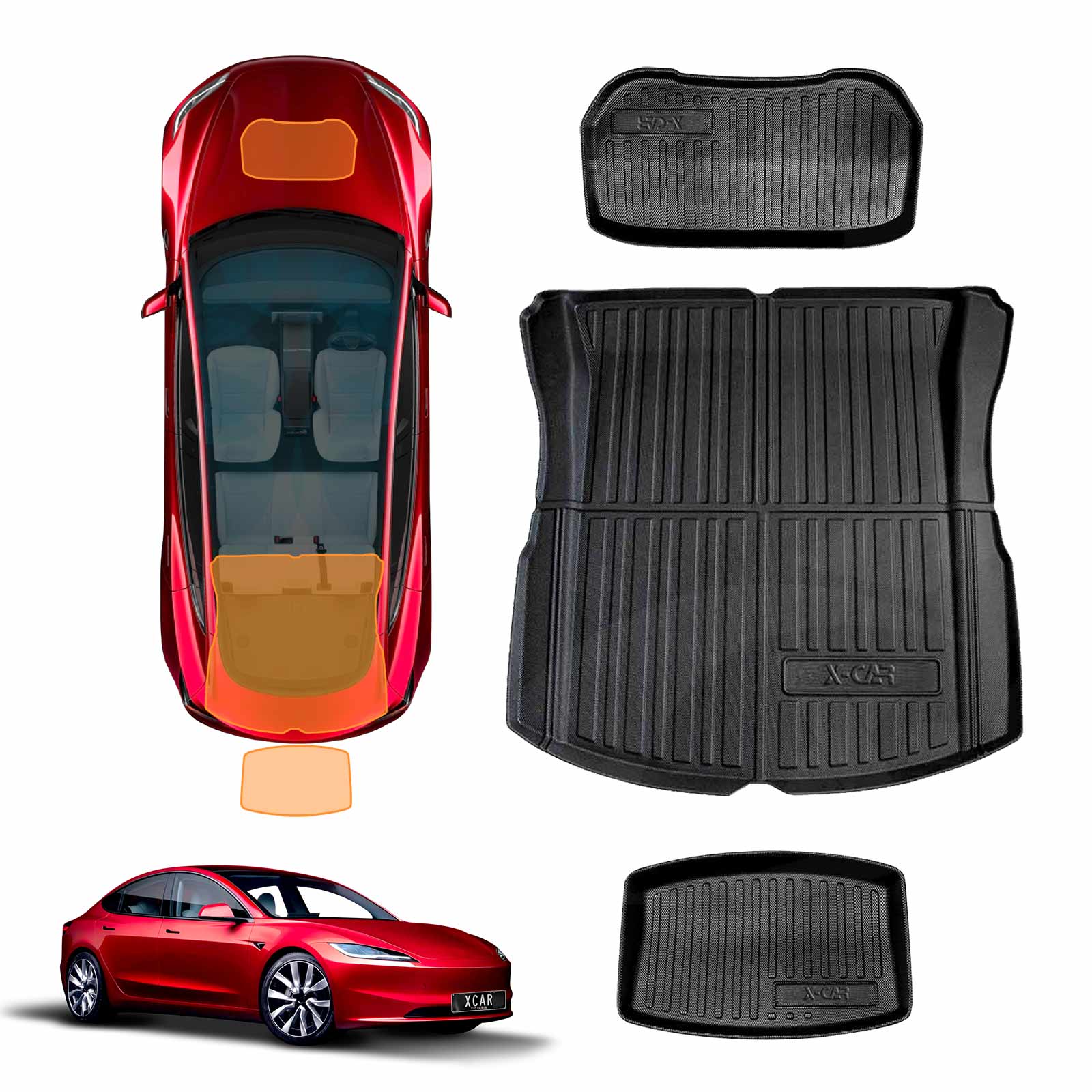 Tesla Model 3 Highland 3D All-Weather Interior Liners for Boot Frunk C ...