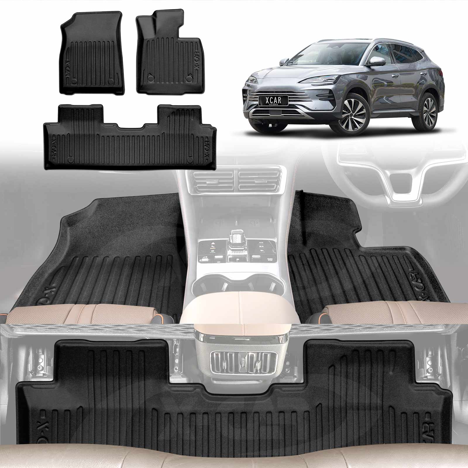 3D Floor Mats for BYD SEALION 6 2024-2025 All-Weather Car Liners | X-CAR