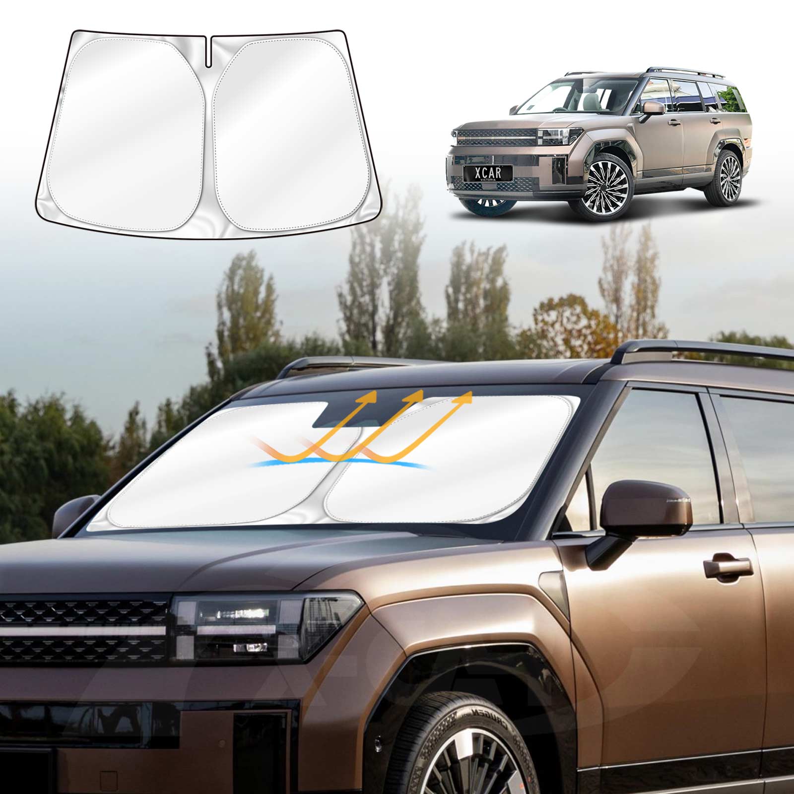WindScreen Sun Shade for Hyundai SantaFe Santa Fe 6/7 Seater 2024 ...