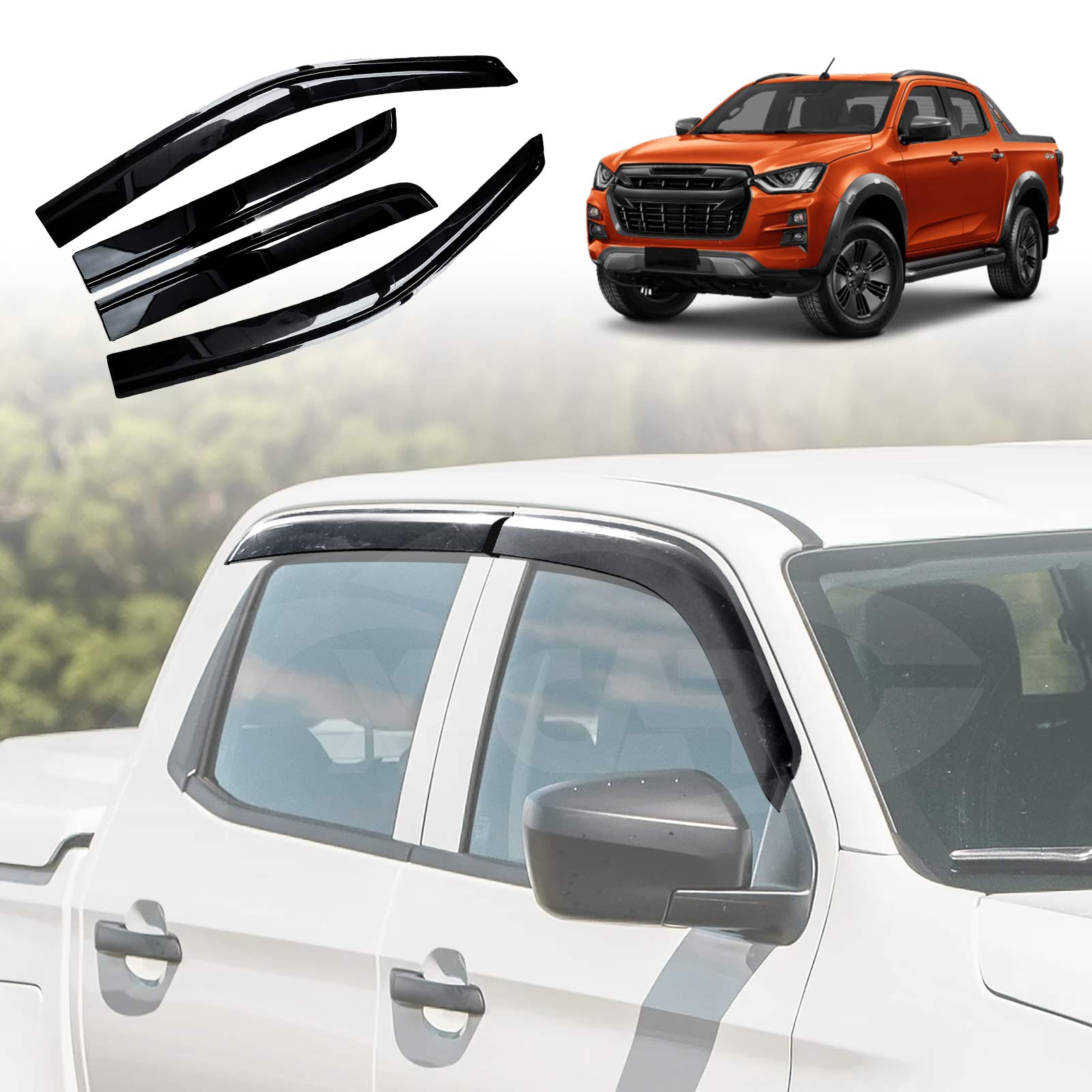 Weathershields for Isuzu D-MAX Dual Cab 2020-Onwards DMAX Weather ...