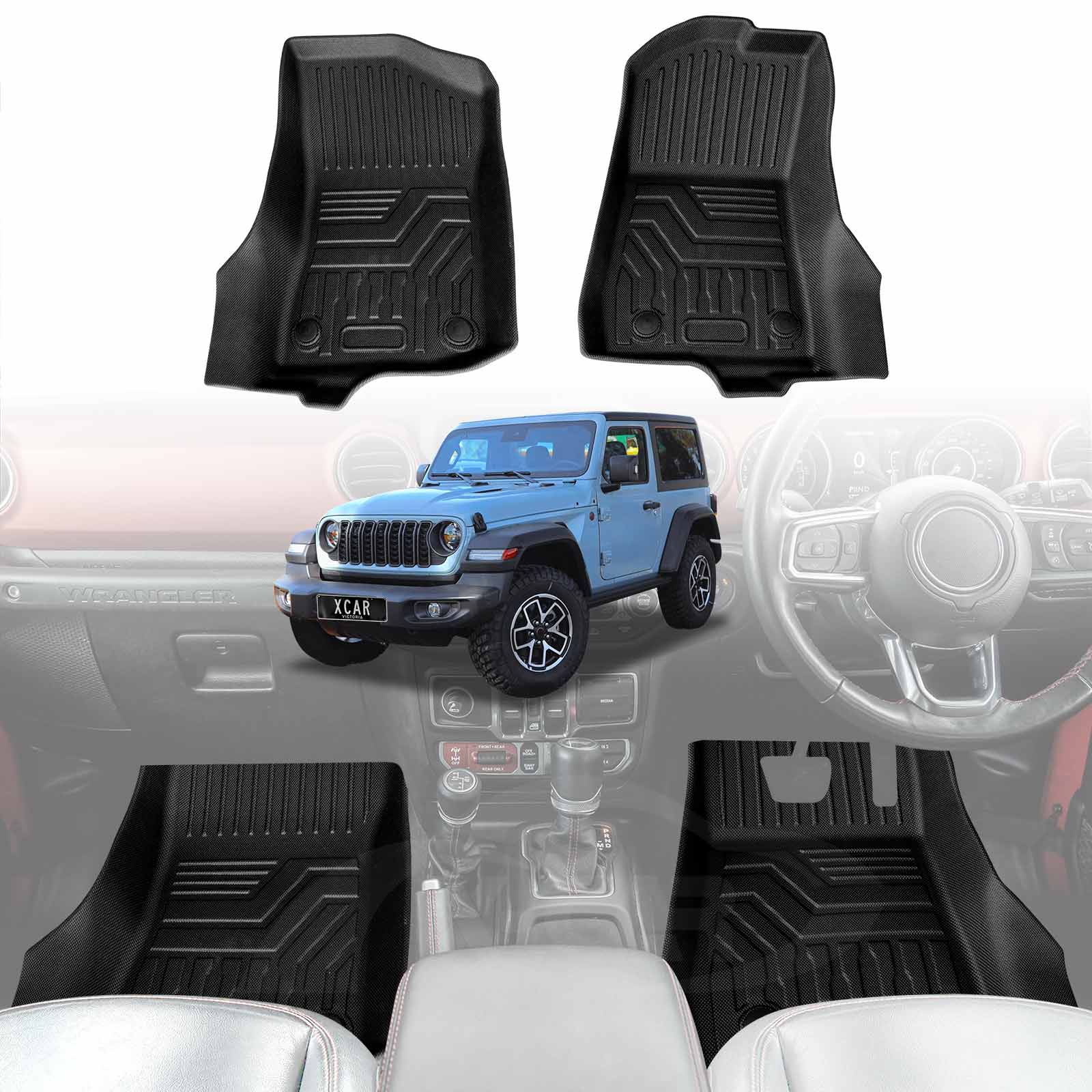 3D Floor Mats for Jeep Wrangler JL Series 2-Door 2018-Onwards All Weat ...