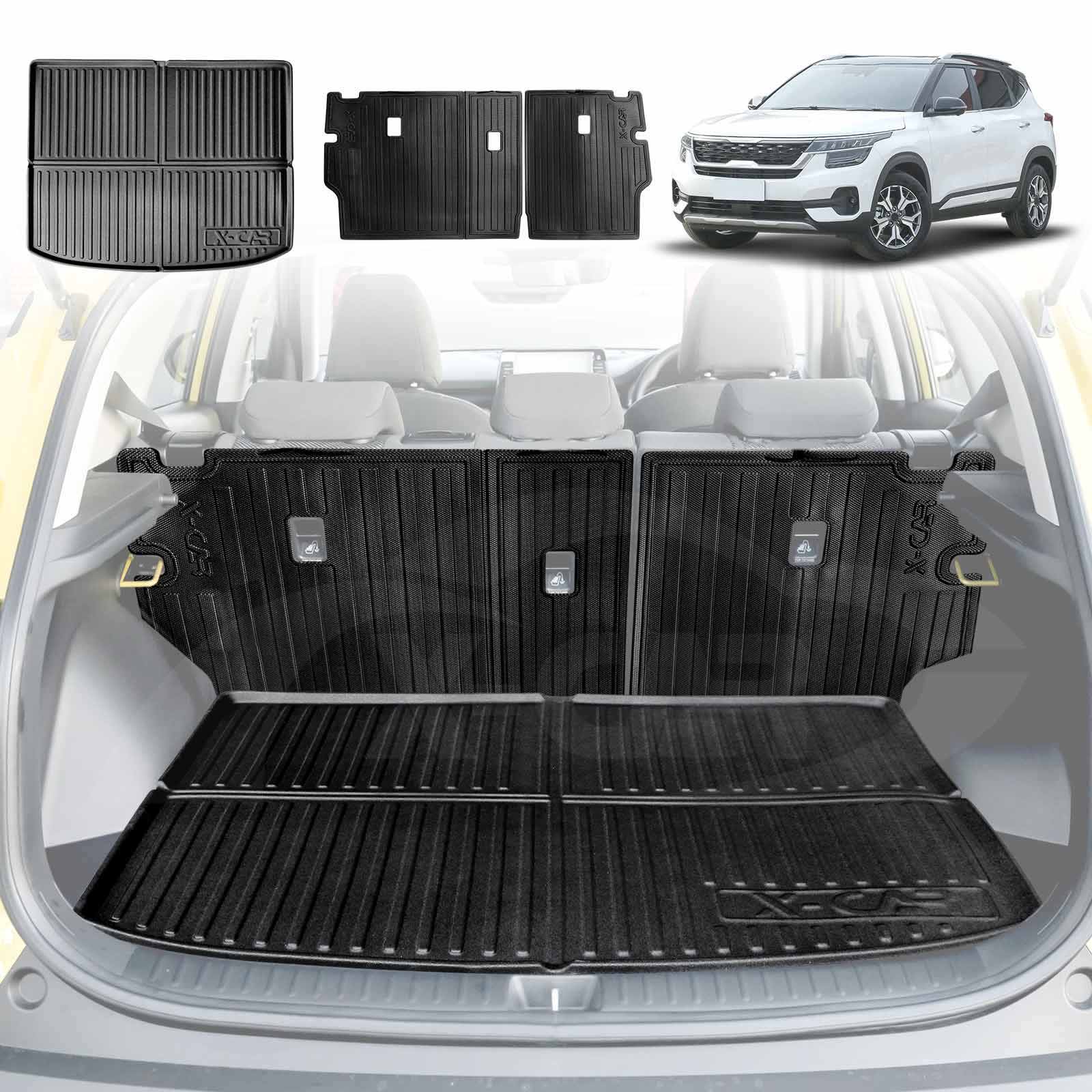Boot Liner /Back Seat Protector for Kia Seltos 2022-Onwards Cargo Trunk ...