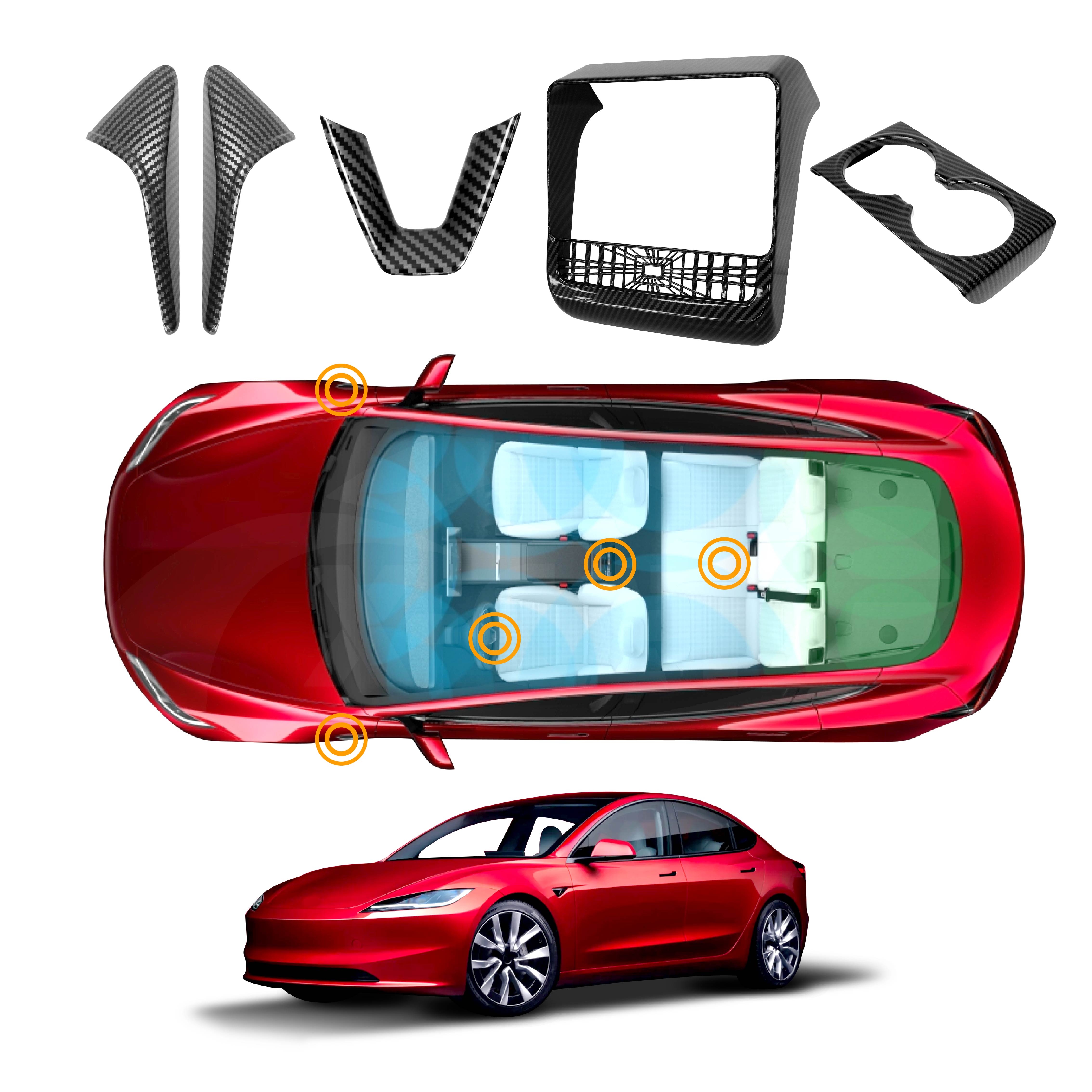 Tesla Model 3 Highland Trim Set Camera AC Vent Steering Wheel Cup Hold ...