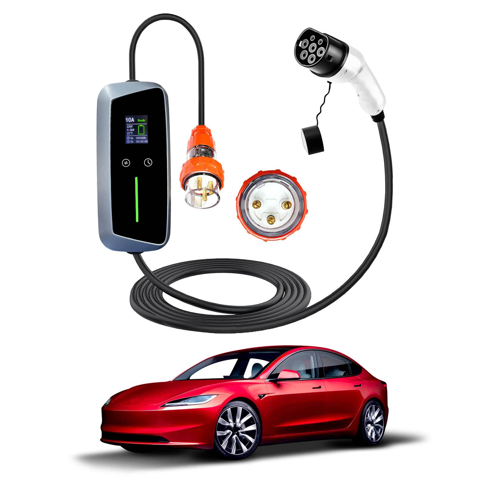 Tesla Model 3 Highland Type 2 Portable EV Charger 32 Amp 7KW 3 Pin 5 M ...