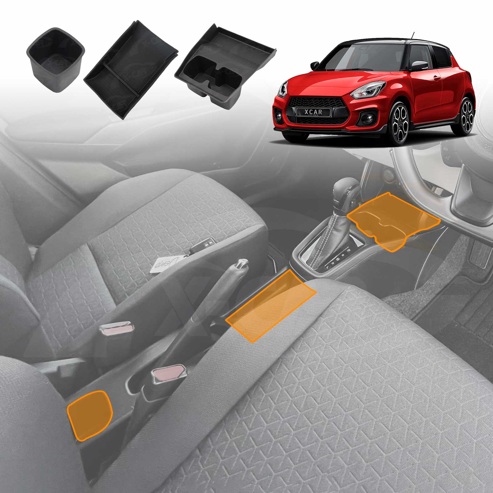 Centre Console Organizer for Suzuki Swift 3rd Gen 2017-2024 Storage Bo ...