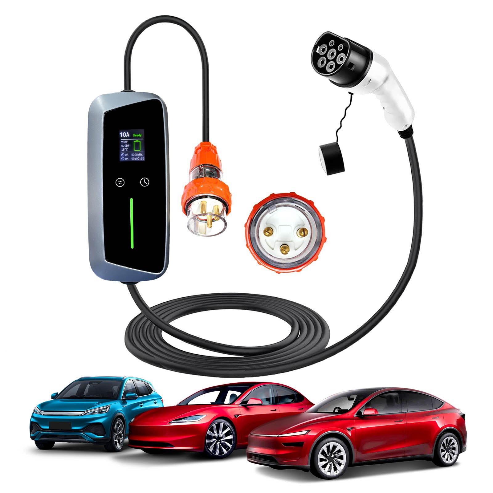 Type 2 Portable EV Charger 32 Amp 7KW 3 Pin 5 Meters for Tesla Model 3 ...