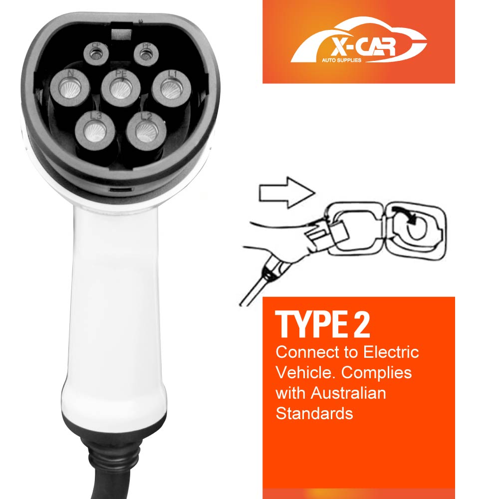 Type 2 Portable EV Charger 32 Amp 7KW 3 Pin 5 Meters 3 Phase for Tesla ...