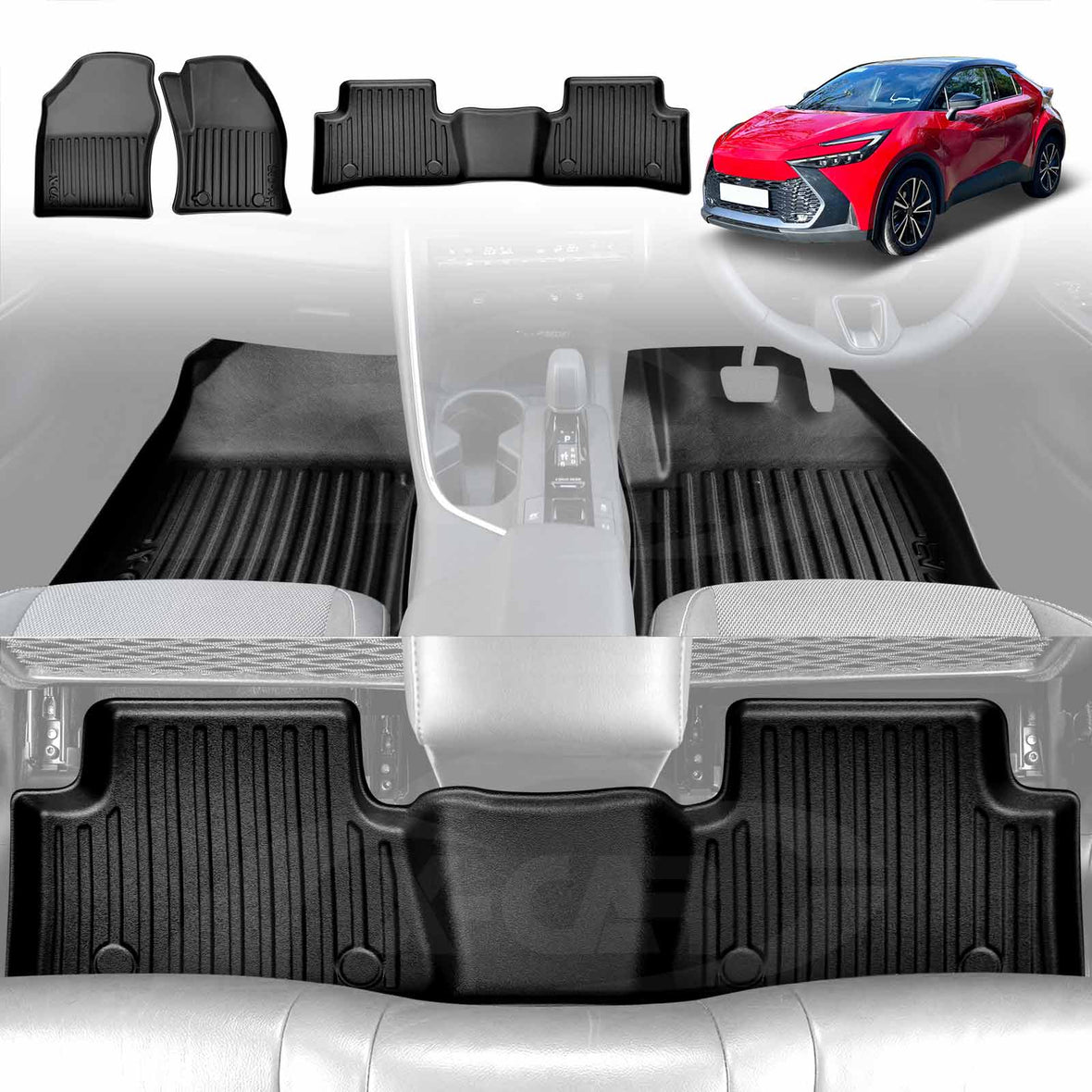 X-CAR 3D Car Floor Mats for Toyota C-HR CHR 2024-Onwards All Weather