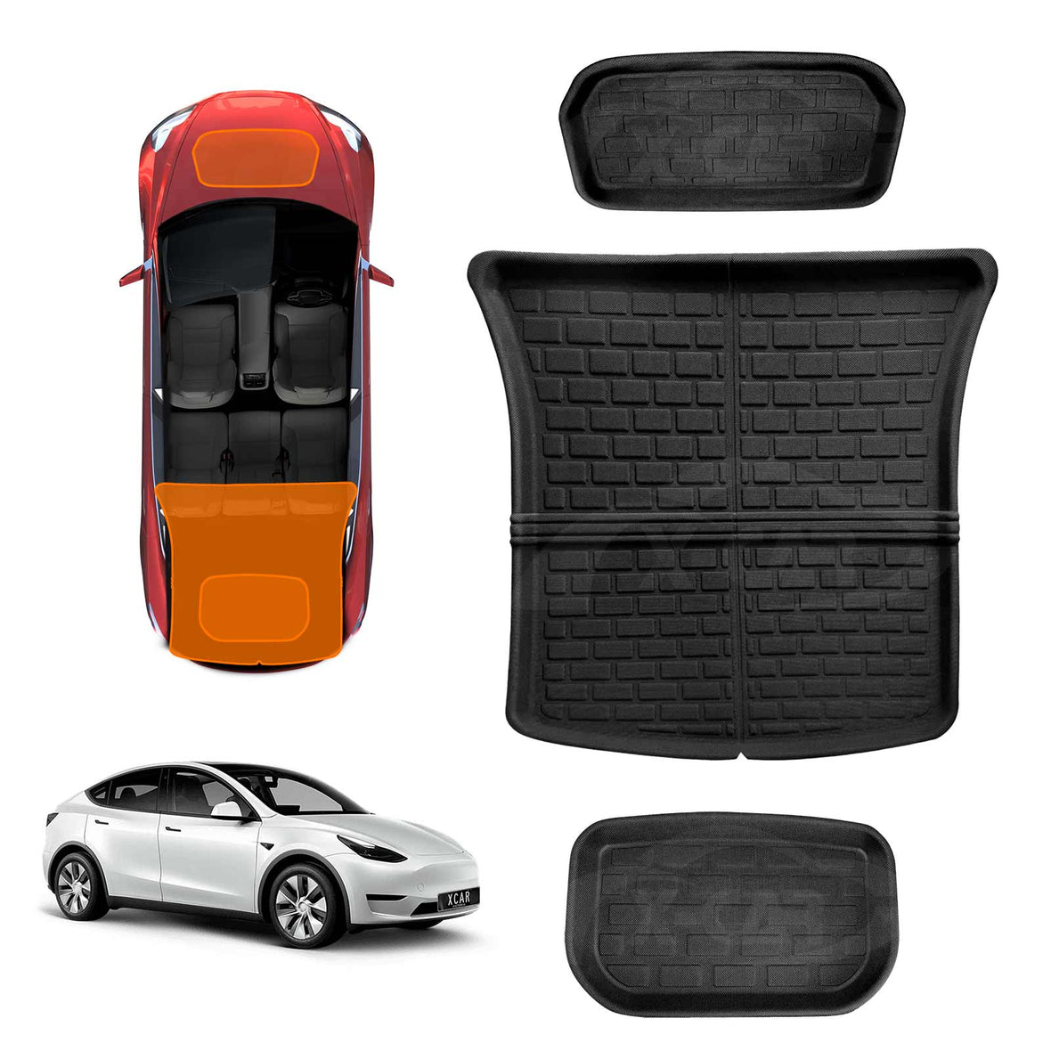 Interior Boot Liners Set For Tesla Model Y 2022-2025 3D All-Weather Ca ...