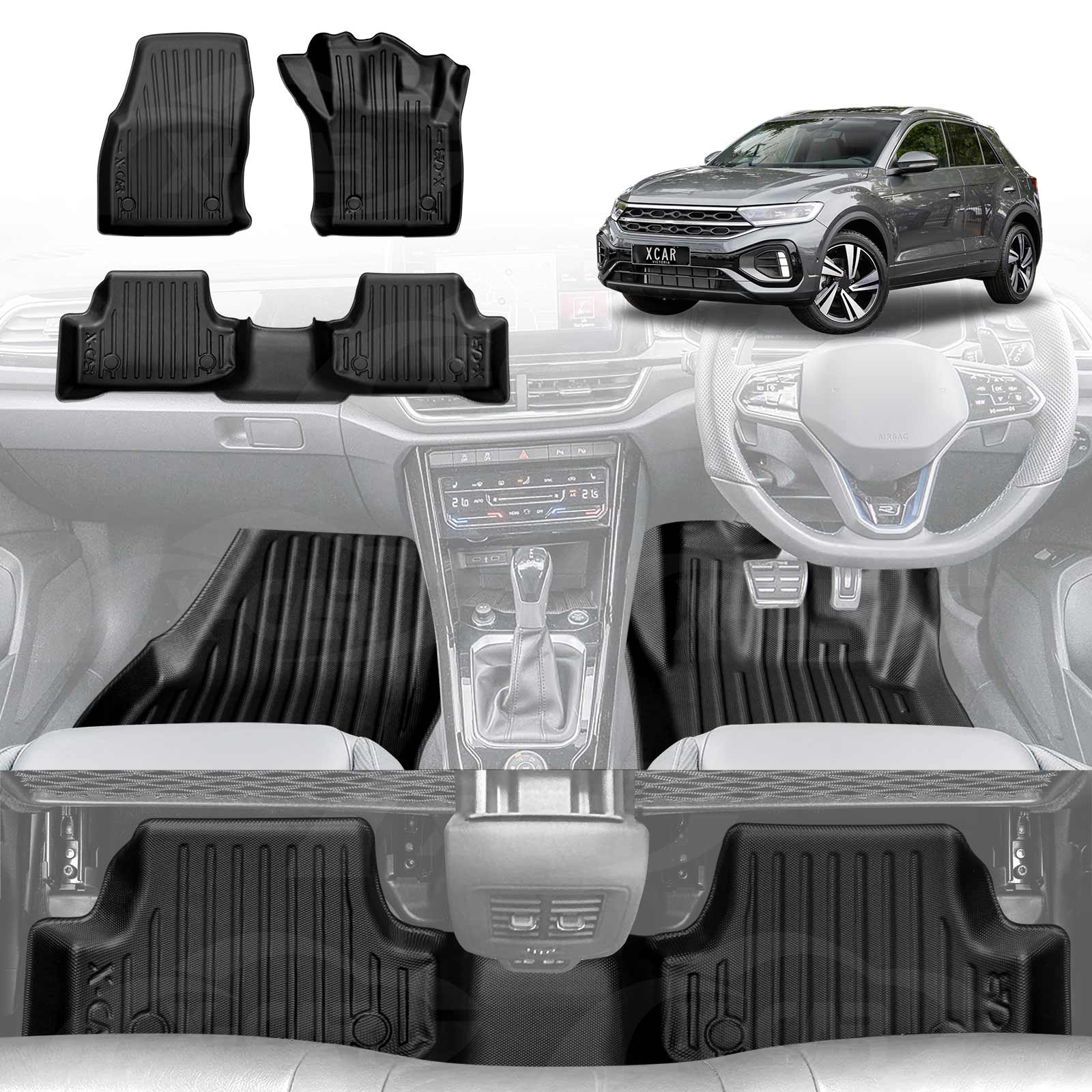 3D Floor Mats for Volkswagen VW T-Roc 2020-2026 All-Weather Car Liners ...