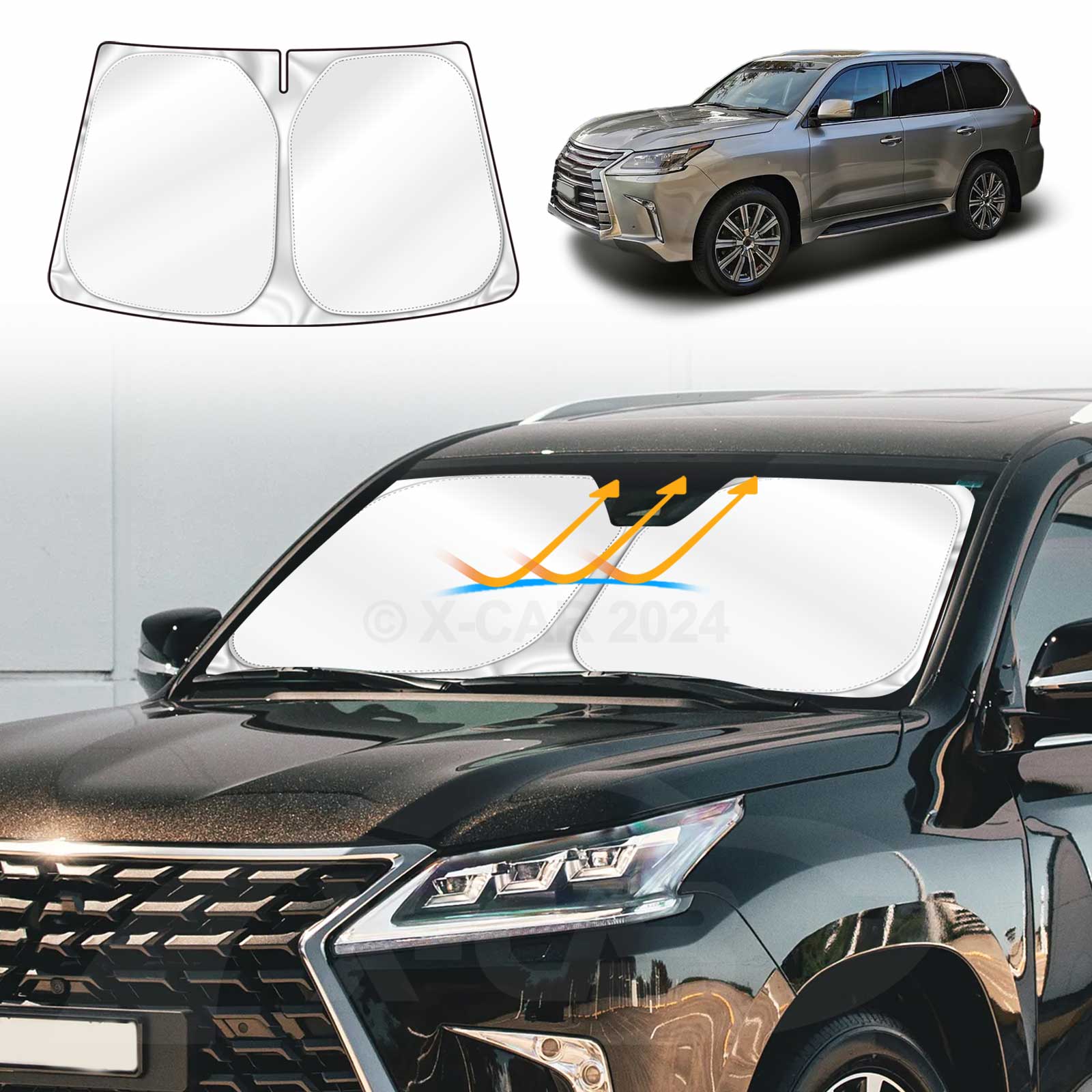 WindScreen Sun Shade for Lexus LX Series 2007-2021 WindShield Sun Visor ...